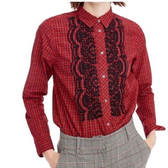 J. Crew | Tops | J Crew Boy Shirt In Embellished Plaid | Poshmark